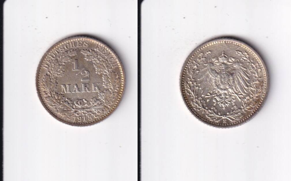 Deutsches Reich, Kaiserreich, 1/2 Mark 1915 E st, Silber, | MA-Shops