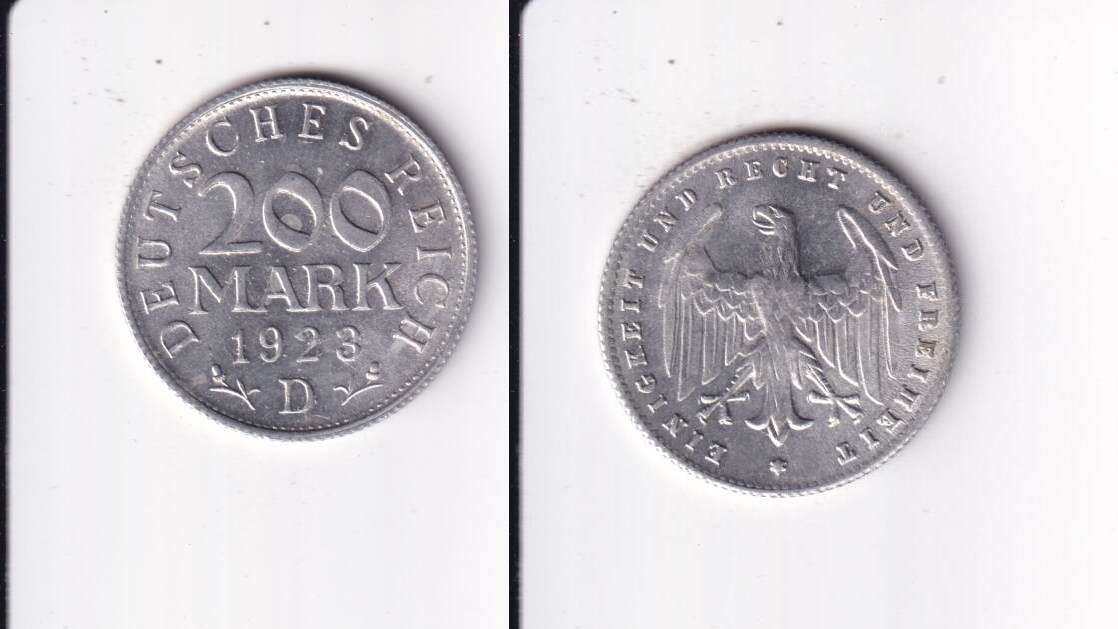Weimarer Republik, 200 Mark 1923 D vz-st, Aluminium, | MA-Shops