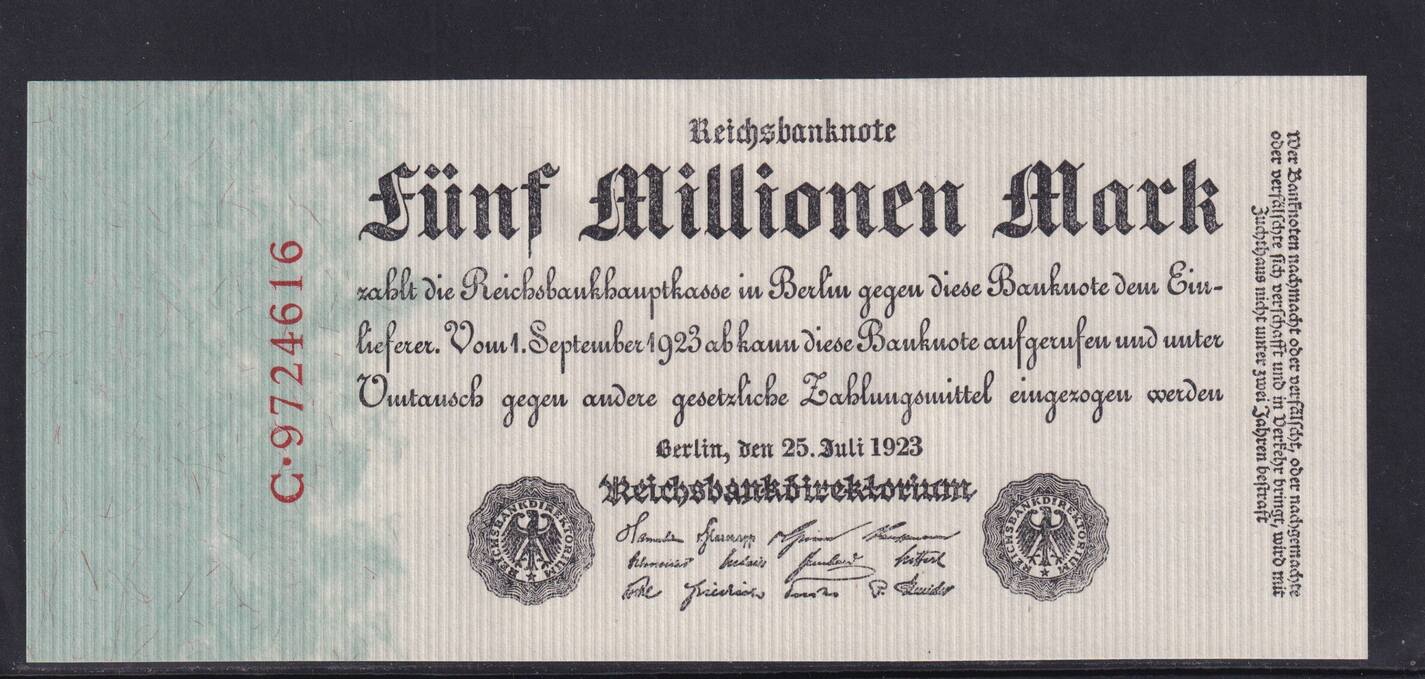 Weimarer Republik, Reichsbank, 5 Millionen Mark 1923 Ro.94, DEU-106 ...