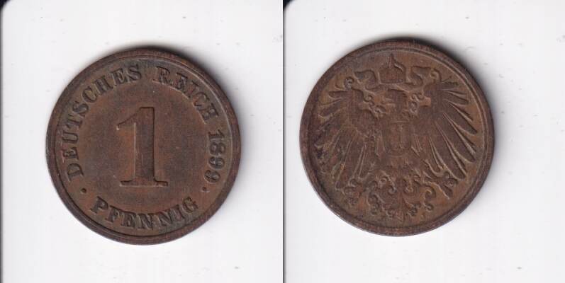 Deutsches Reich, Kaiserreich, 1 Pfennig 1899 J J.10 großer Adler, s-ss ...