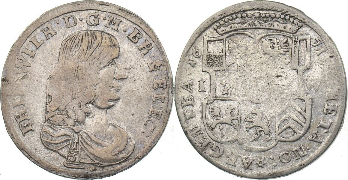 Preussen 1/3 Taler 1671 IW (Minden) Friedrich Wilhelm s-ss | MA-Shops