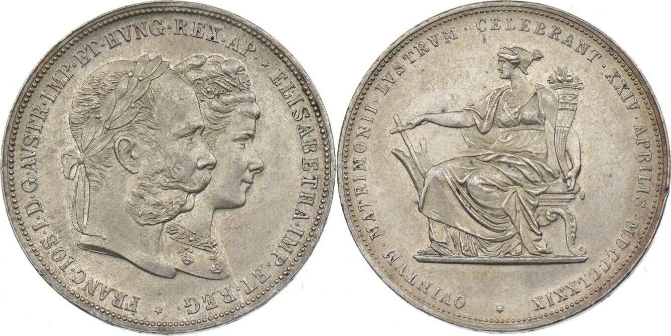 Österreich Doppelgulden (2 Gulden) 1879 Franz Josef I., Auf die Hochzeit mit Elisabeth von ...