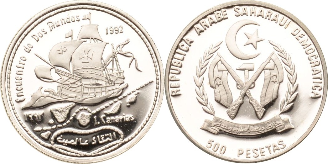 Sahara 500 Pesetas 1992 Santa Maria / Karte der Kanaren PP | MA-Shops