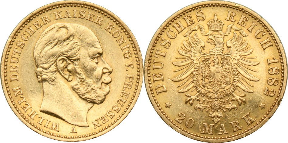 Kaiserreich - Preussen 20 Mark 1882 Wilhelm I. ss | MA-Shops