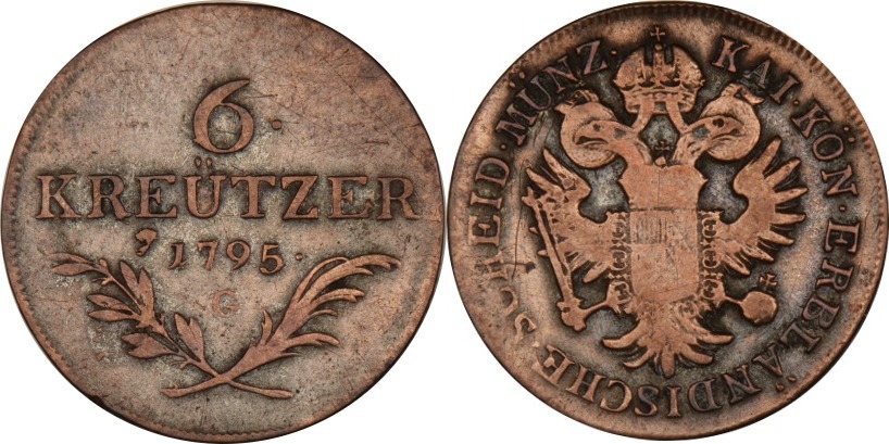 Haus Habsburg 6 Kreuzer 1795 G Franz II. ss | MA-Shops