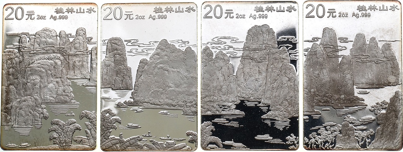 China 4 x 20 Yuan 1998 Sehenswürdigkeiten von Guilin-Komplettserie ( 4 ...