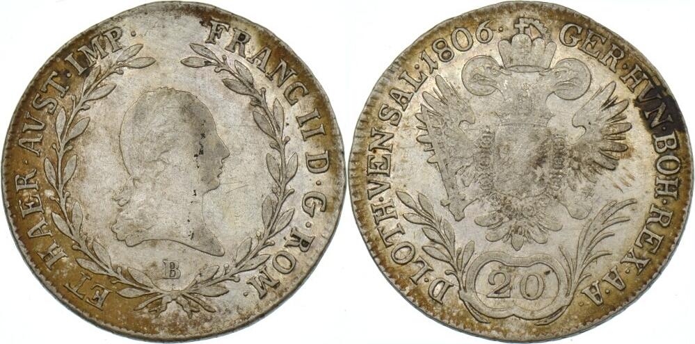 Habsburg 20 Kreuzer 1806 B Franz II. ss+ | MA-Shops