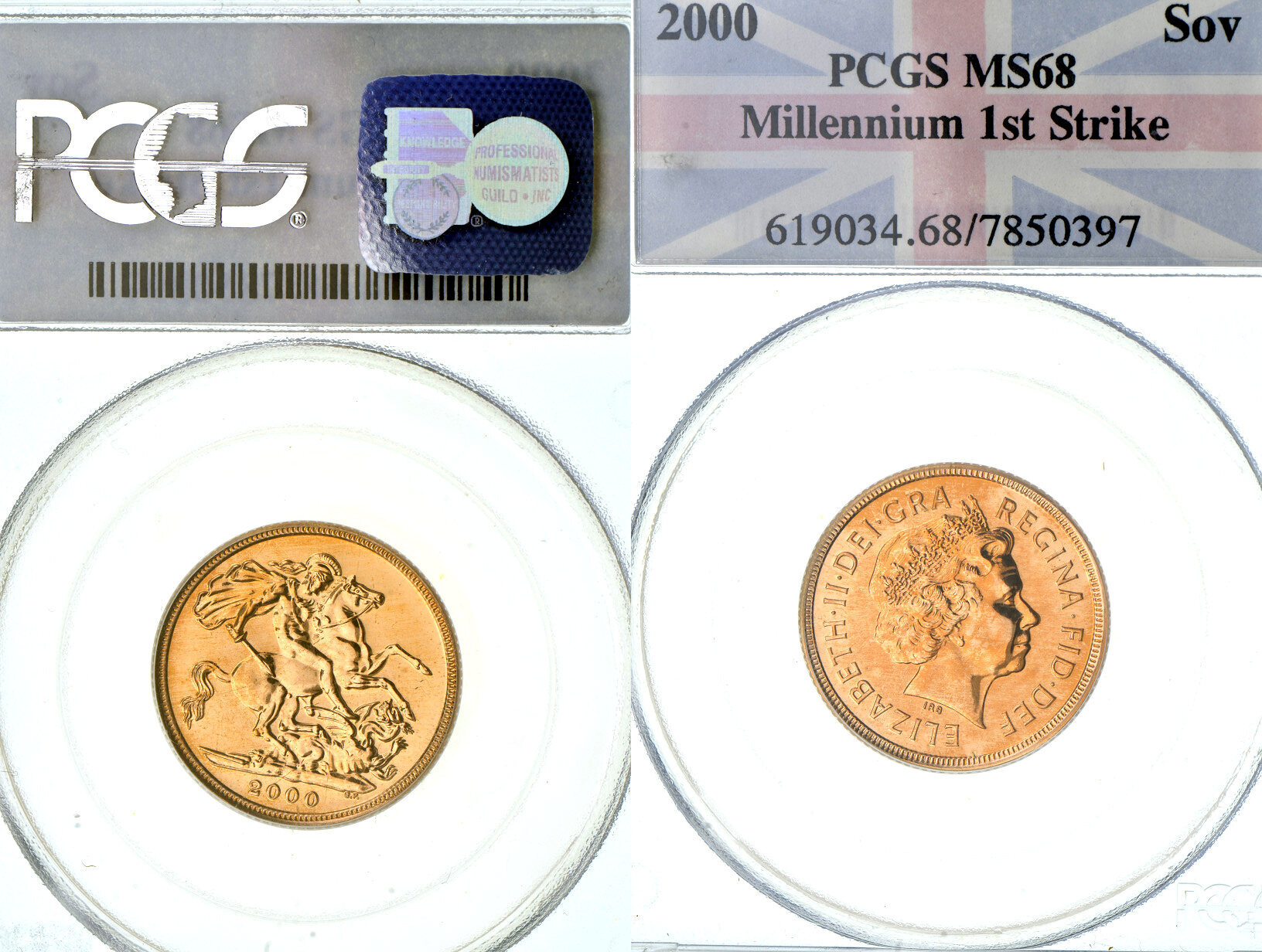 Großbritannien Sovereign 2000 Millennium 1st Strike im PCGS Slab MS68 ...