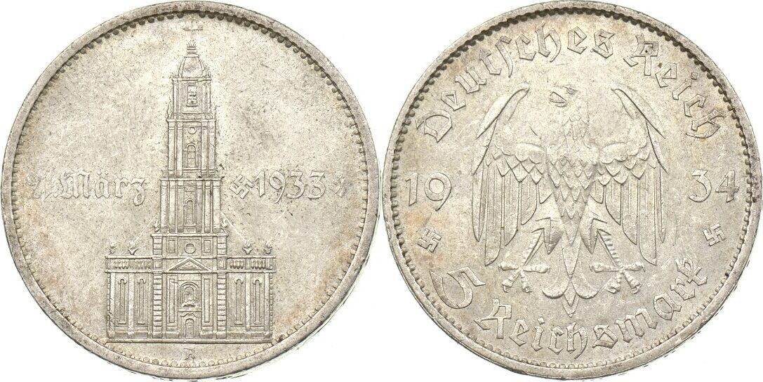 Drittes Reich 5 Reichsmark 1934 A fast st | MA-Shops
