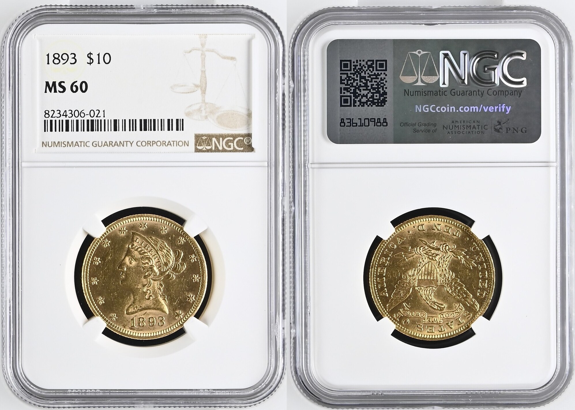 USA $10 EAGLE 1893 NGC MS 60 | MA-Shops