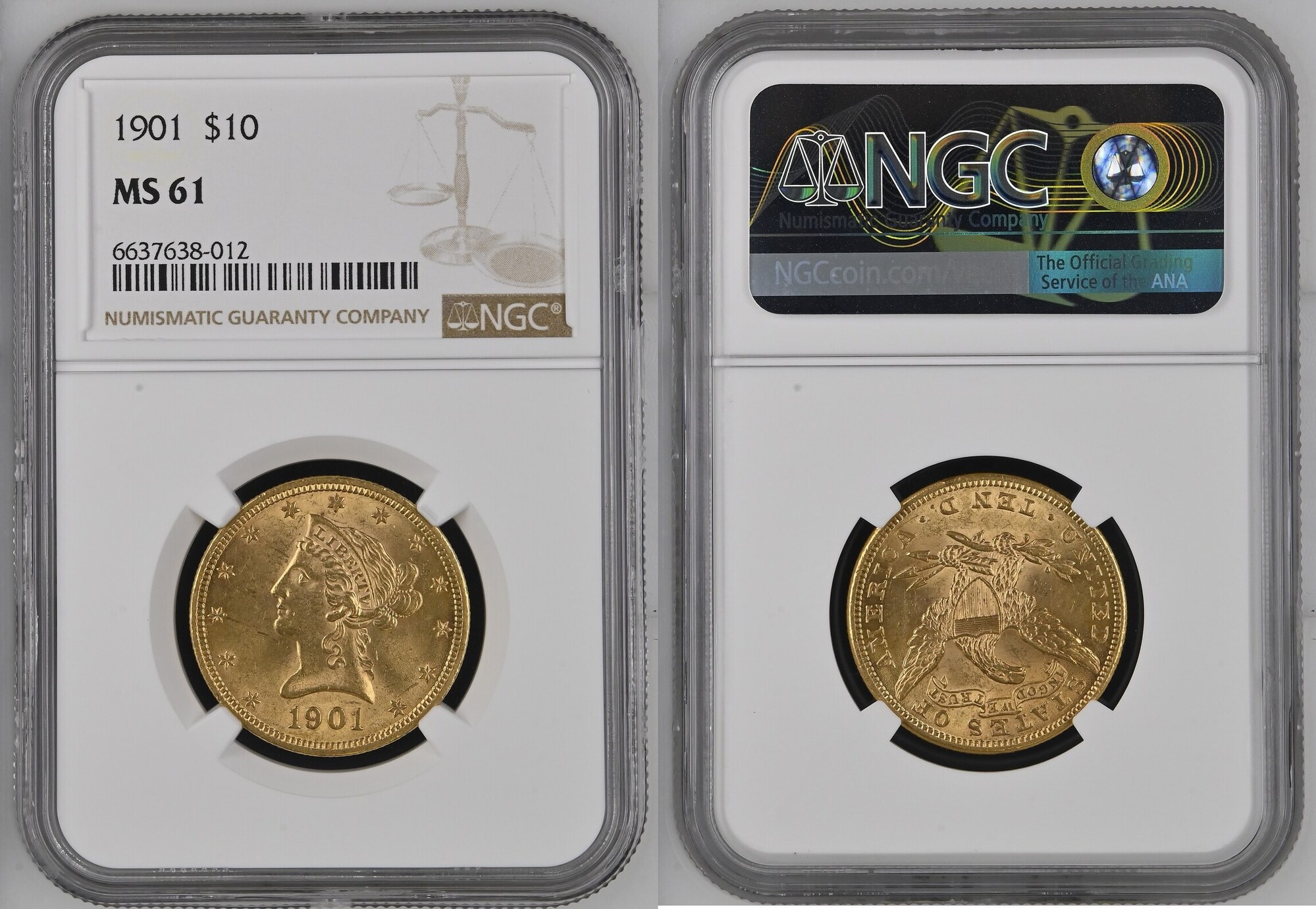 USA $10 EAGLE 1901 NGC MS 61 | MA-Shops