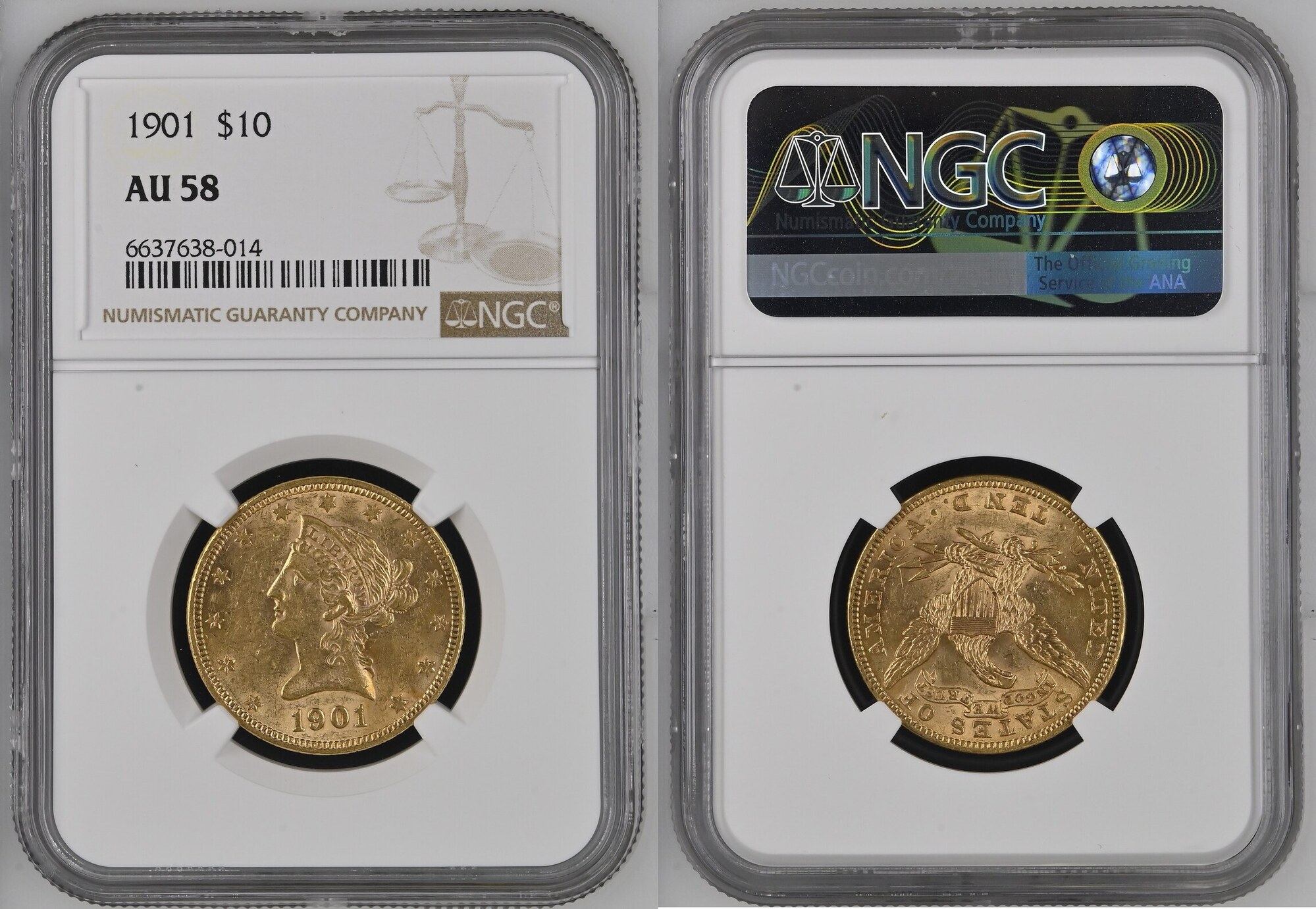 USA $10 EAGLE 1901 NGC AU 58 | MA-Shops