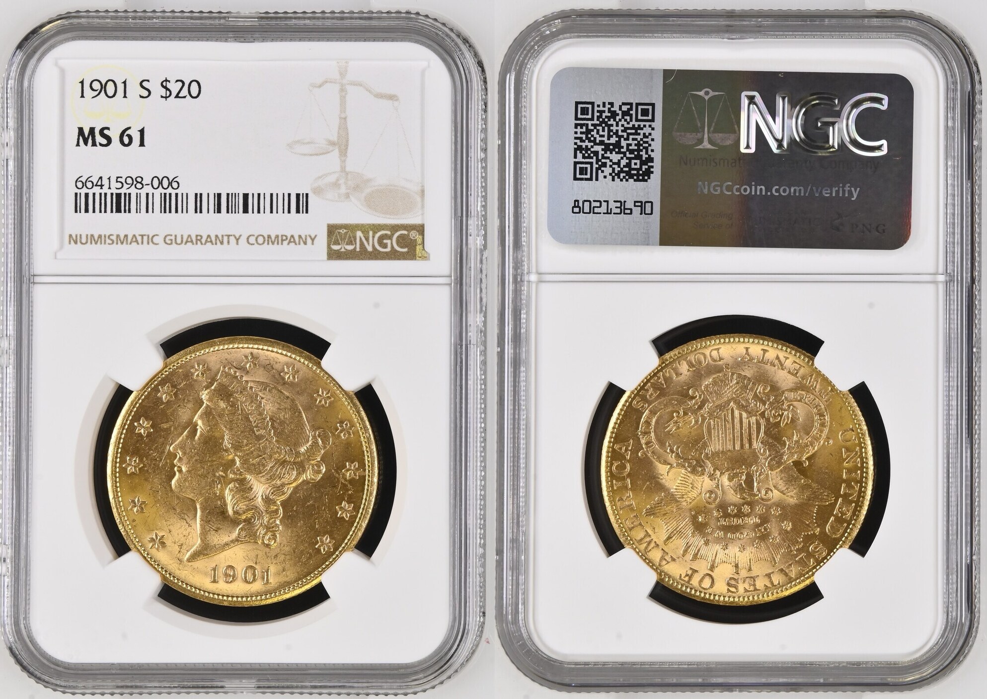 USA $20 DOUBLE EAGLE 1901 S NGC MS 61 | MA-Shops