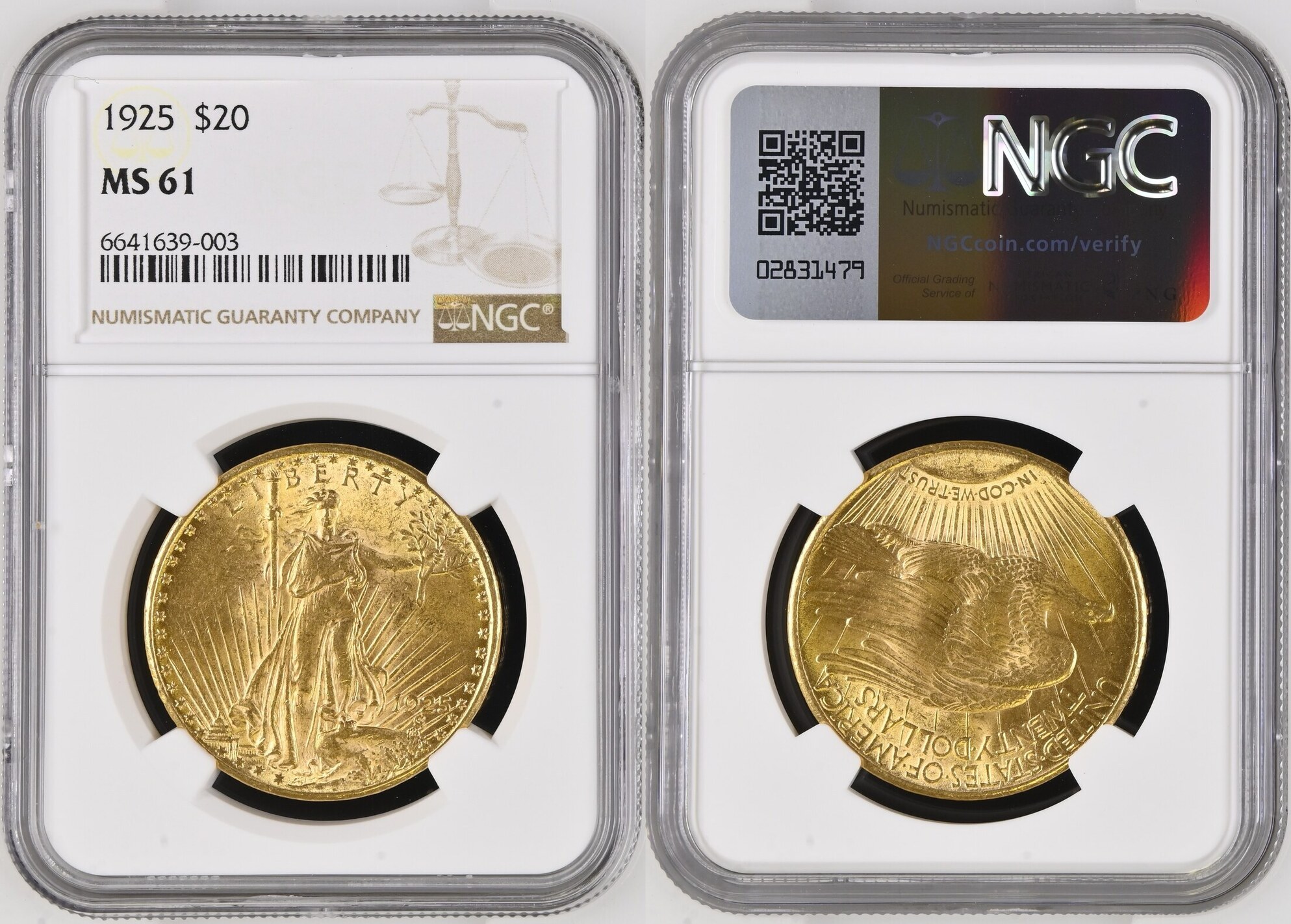 USA $20 DOUBLE EAGLE 1925 NGC MS 61 | MA-Shops