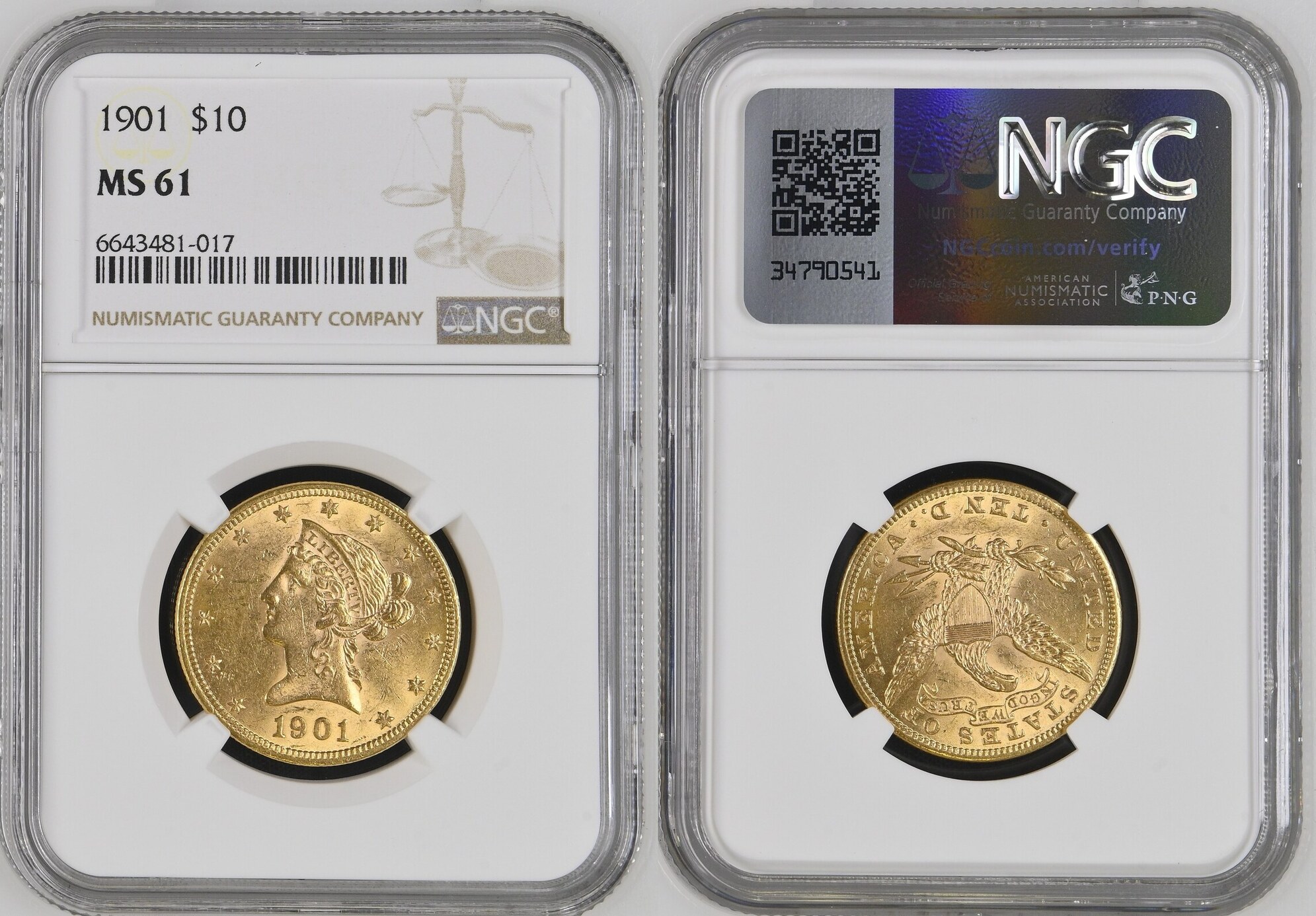 USA $10 EAGLE 1901 NGC MS 61 | MA-Shops
