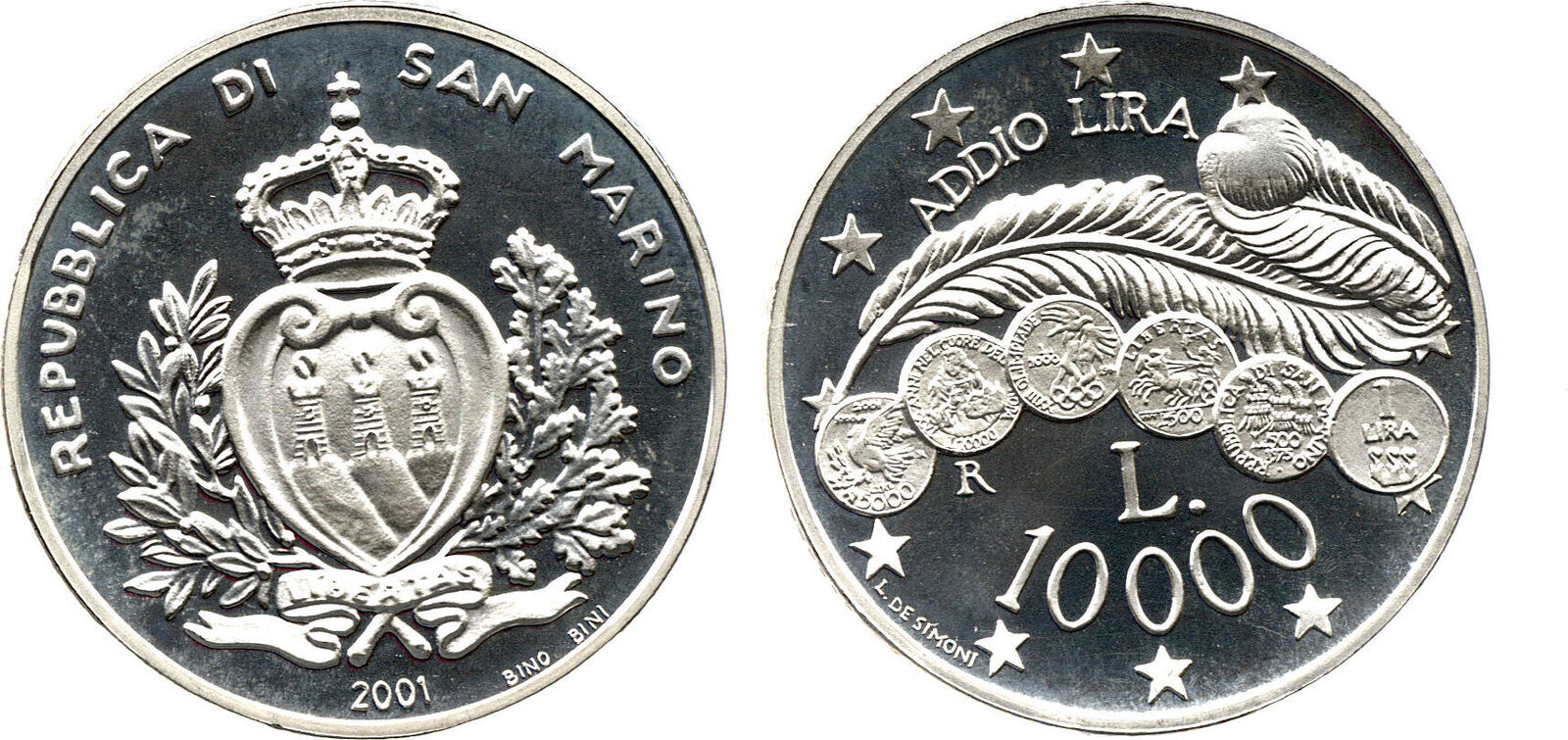 San Marino 10000 Lira 2001 Letzte Lire Prägung, Rom, Addio Lira ...
