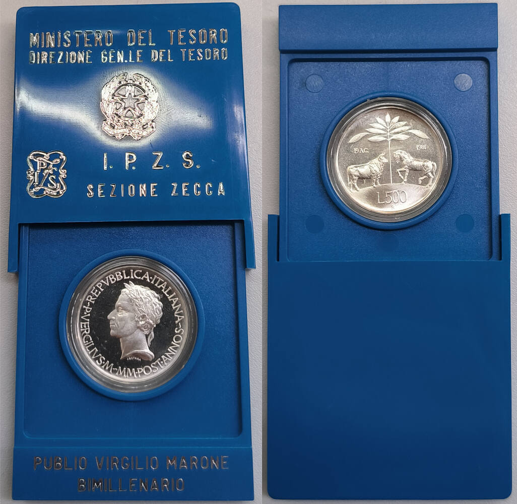 Italien 500 Lire 1981 2000. Todestag von Virgil, Laura Cretara, Rom ...