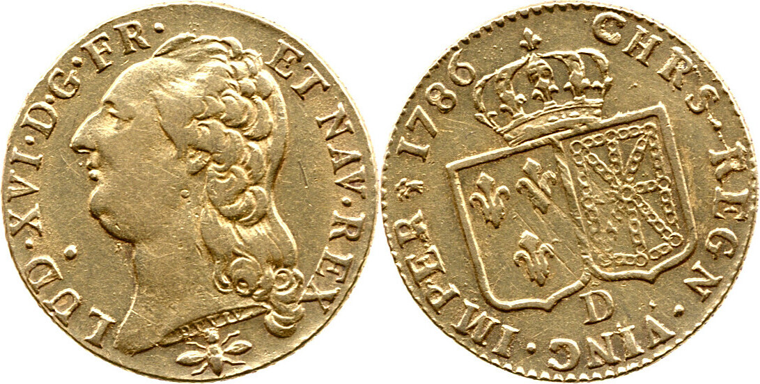 Frankreich 1 Louis d'Or 1786 D Ludwig XVI., Pierre-Benjamin Duviver ...