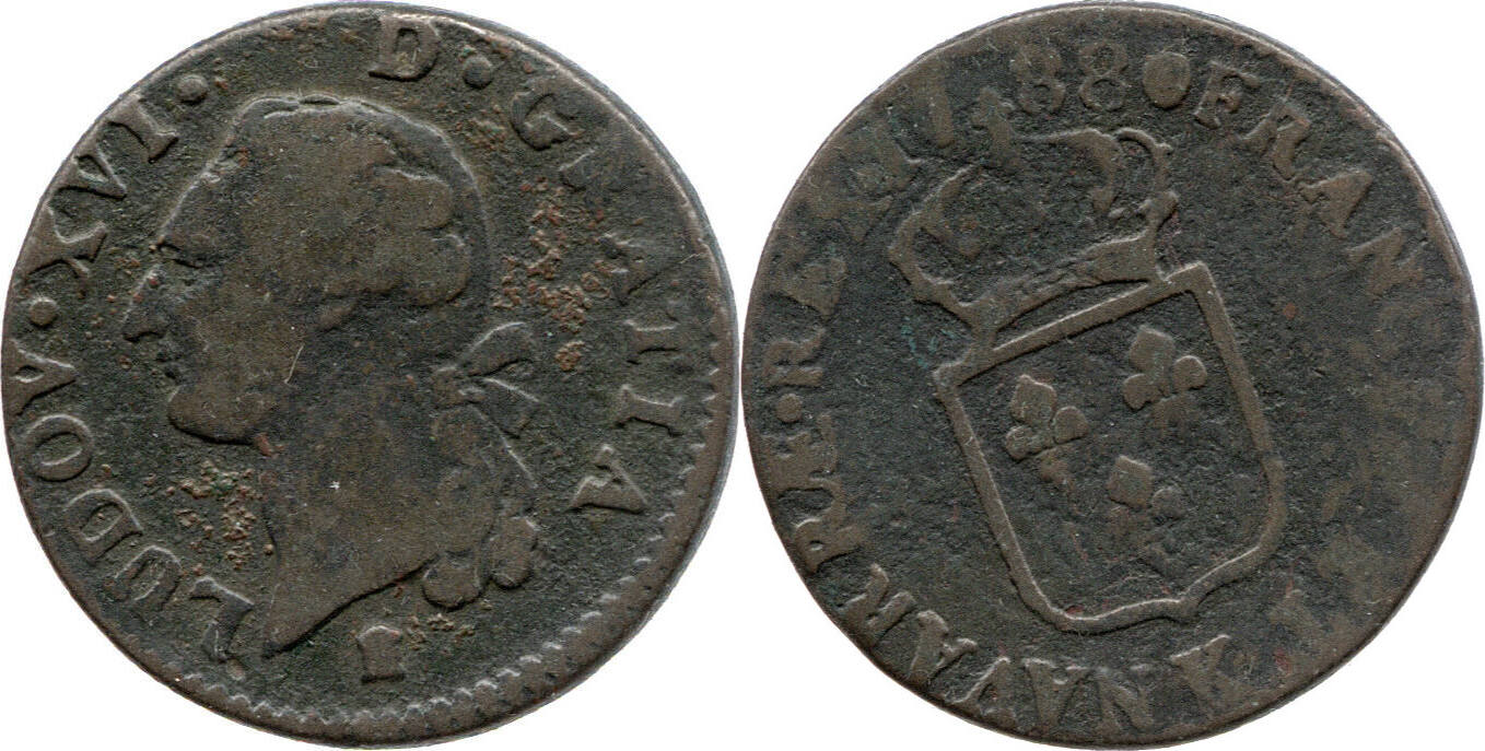 Frankreich 1 Sol 1788 Ludwig XVI., Pierre-Benjamin Duviver, Lyon ...