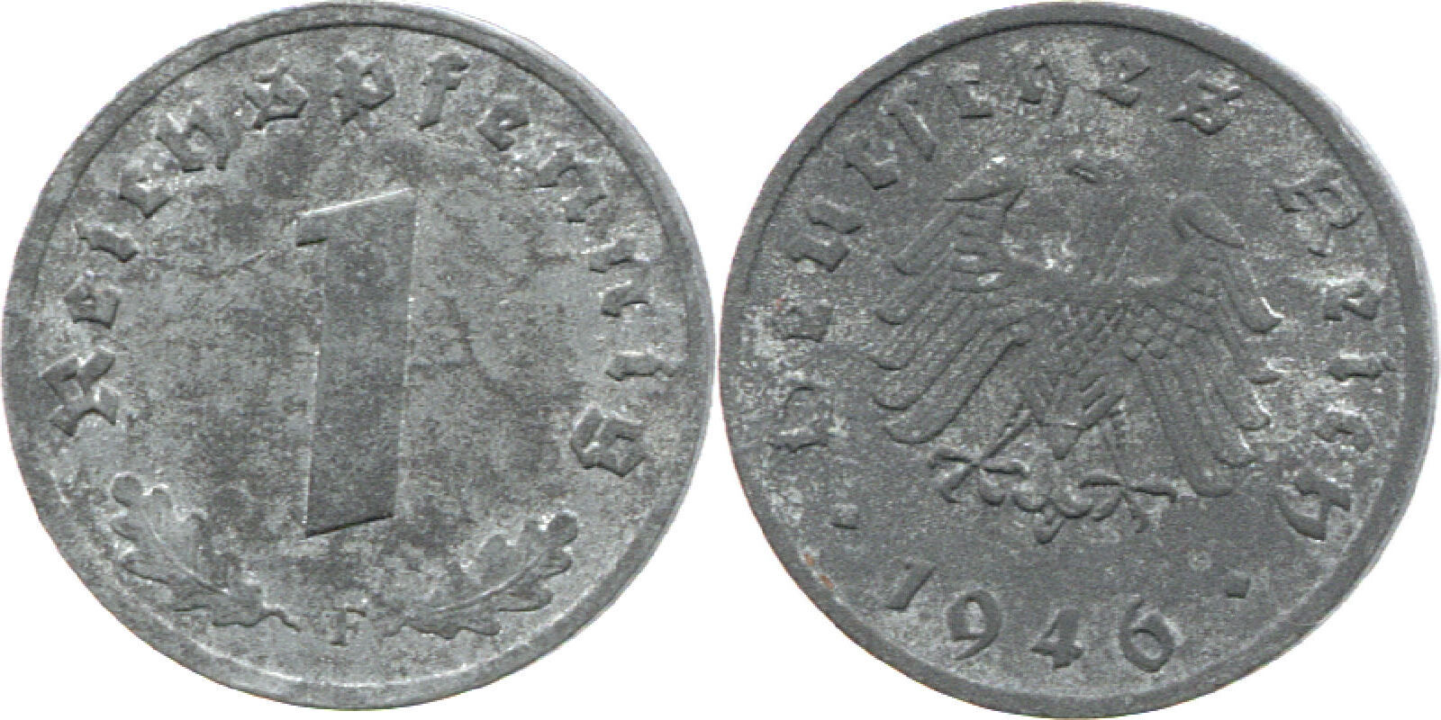 Deutschland / Allierte Besatzung 1 Reichspfennig 1946 F Allied ...