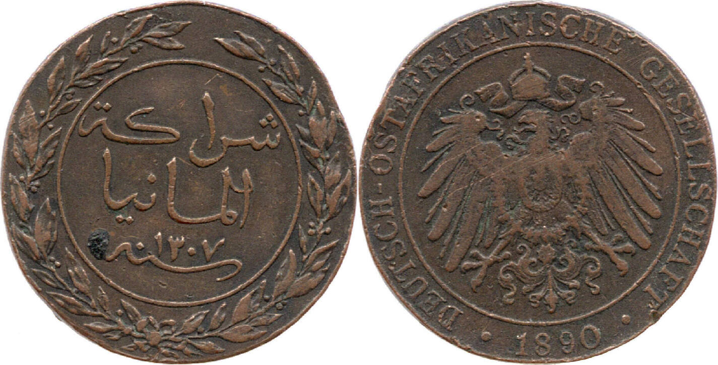 Deutsch-Ostafrika / Deutsches Kaiserreich 1 Pesa 1890 Wilhelm II ...
