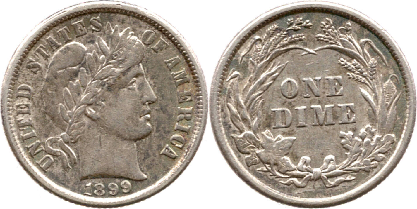USA 1 Dime 1899 Sitzende Liberty, Vereinigte Staaten von Amerika ...