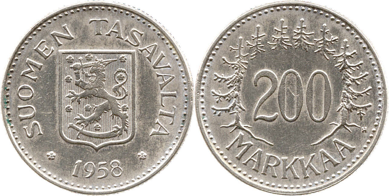 Finnland 200 Markkaa 1958 H SUOMEN TASAVALTA, Helsinki SS+ | MA-Shops