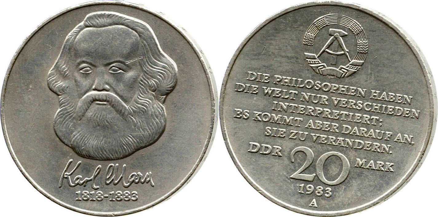 Deutsche Demokratische Republik / DDR 20 Mark 1983 Karl Marx, 100 ...