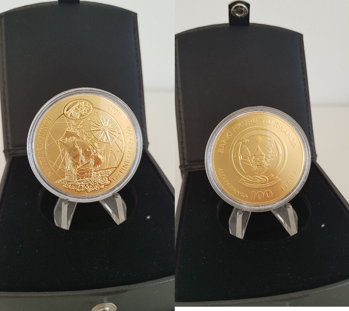 Ruanda 100 Francs 2017 1 oz Gold, Nautical Ounce, Santa Maria, Karlsfeld, Auflage nur 100 Stück ...