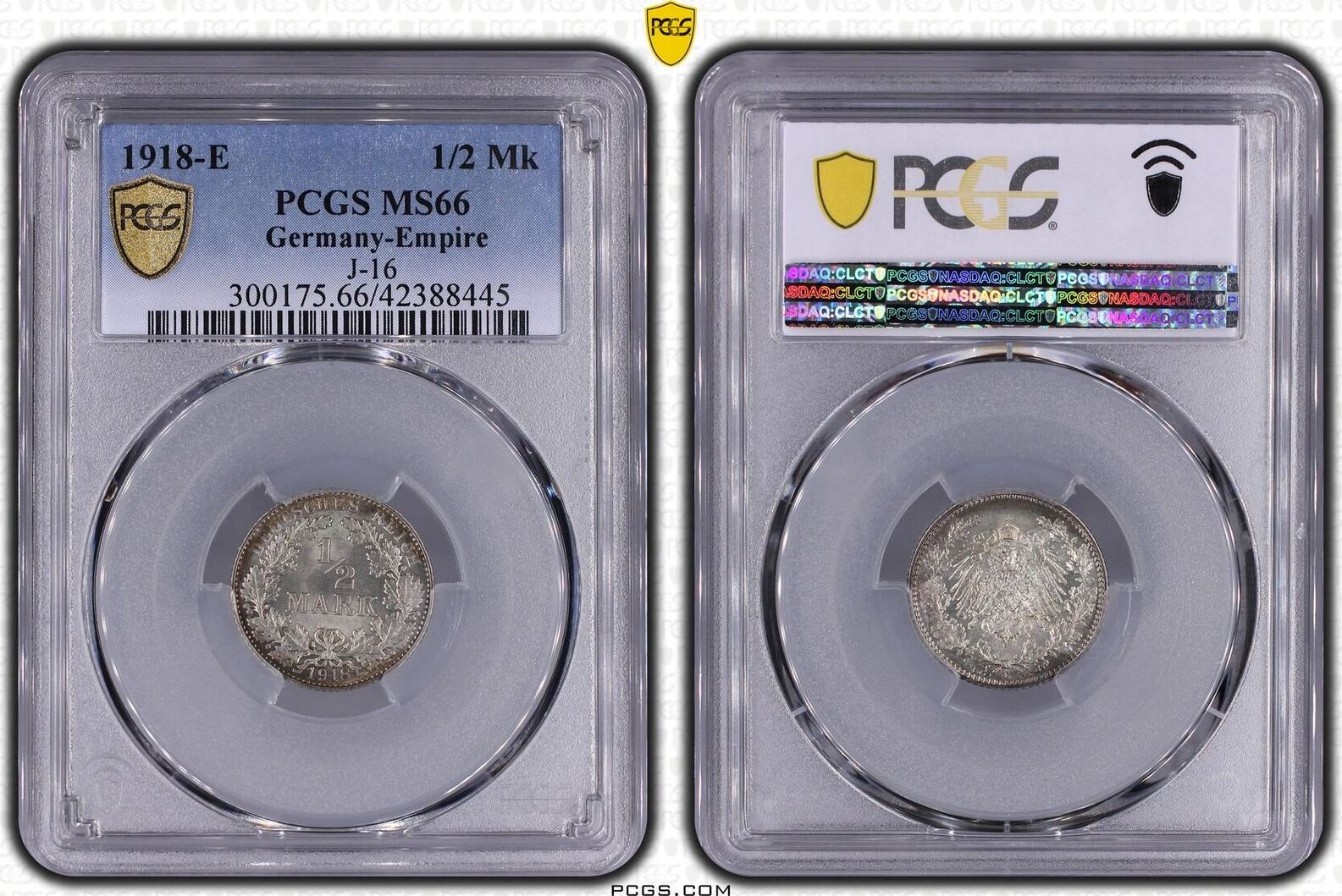 Kleinmünzen 1/2 Mark 1918 E PCGS MS66. Stempelglanz | MA-Shops