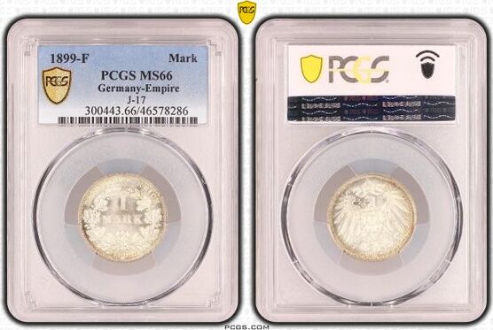 Kleinmünzen 1 Mark 1899 F PCGS MS66. Feiner Stempelglanz | MA-Shops