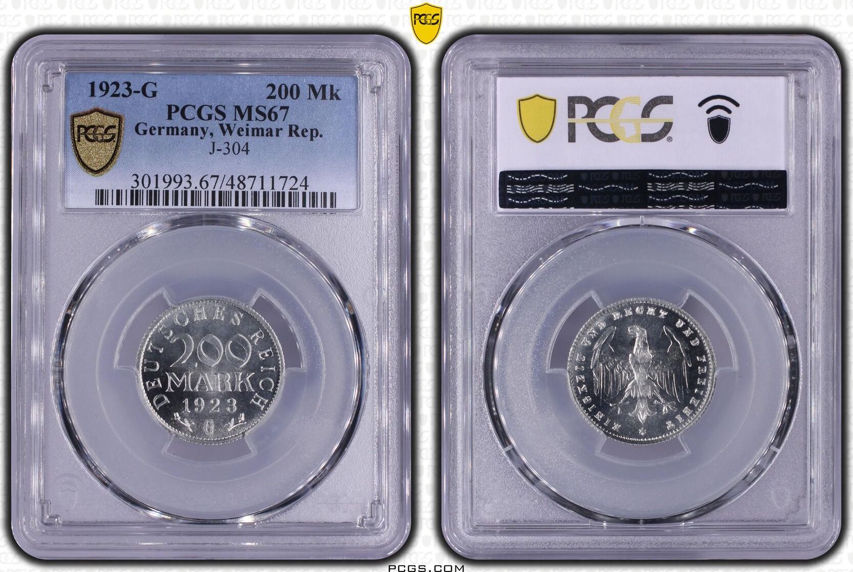 Weimarer Republik 200 Mark 1923 G PCGS MS67. Feinster Stempelglanz | MA-Shops