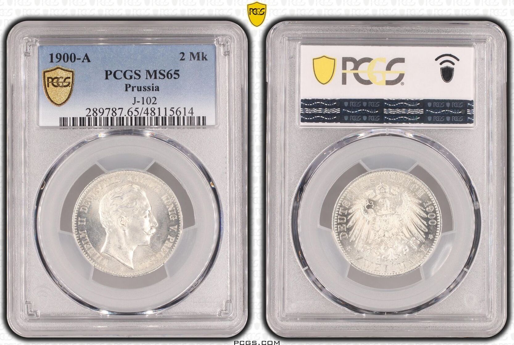 Preußen 2 Mark 1900 A Wilhelm II. 1888-1918. PCGS MS65. Stempelglanz ...