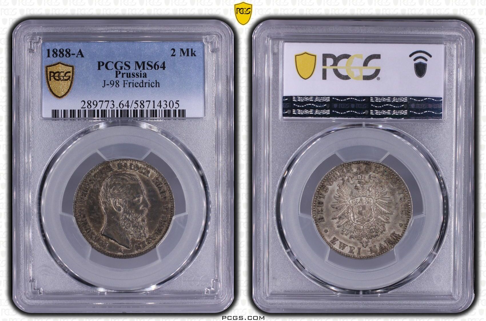 Preußen 2 Mark 1888 A Friedrich III. 1888. PCGS MS64. Stempelglanz | MA ...