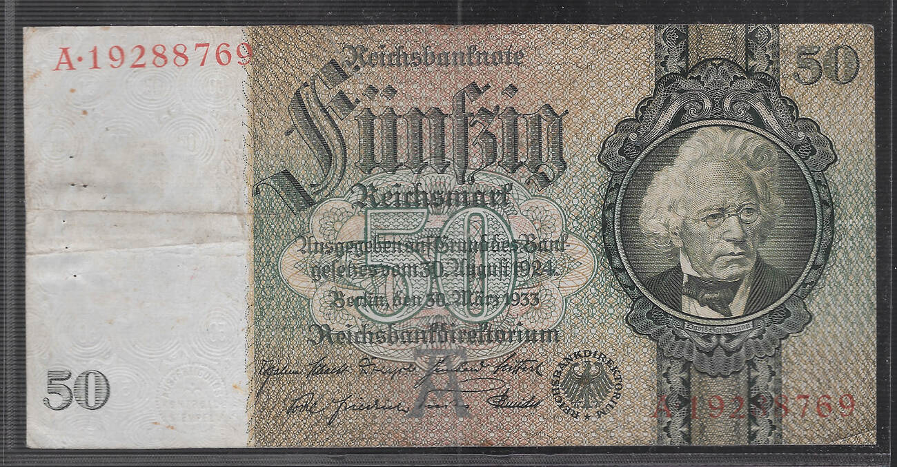DEUTSCHLAND/ALLEMAGNE. 50 Reichsmark 30/03/1933 DAVID HANSEMANN. Homme ...