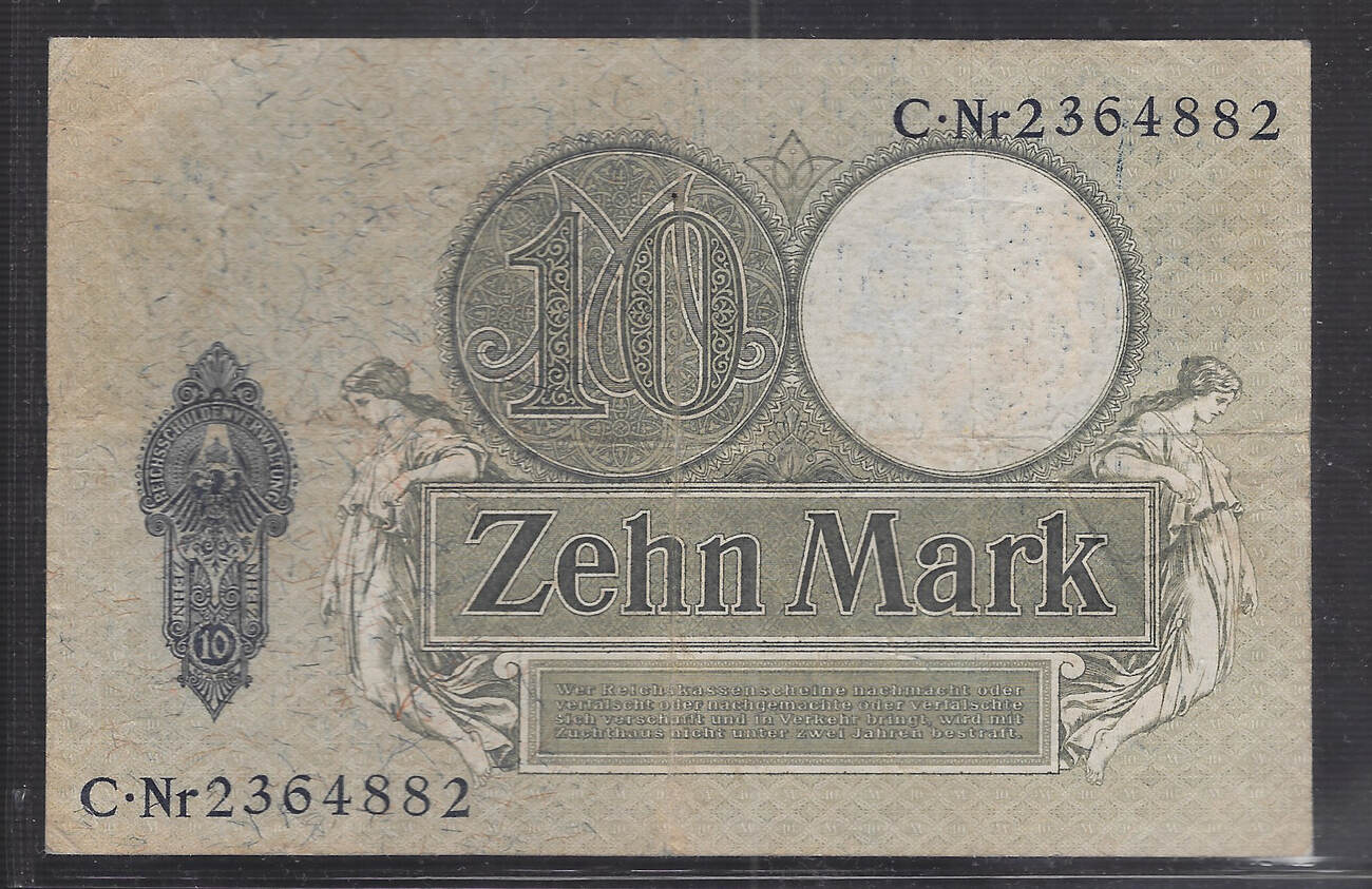 DEUTSCHLAND/ALLEMAGNE. 10 Reichsmark. 06/10/1906. KAISERREICH. 2 NOTES ...