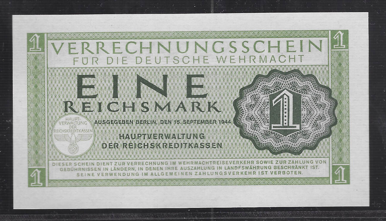 DEUTSCHLAND/ALLEMAGNE. 1 Reichsmark. 15/09/1944. III. REICH. Sans ...