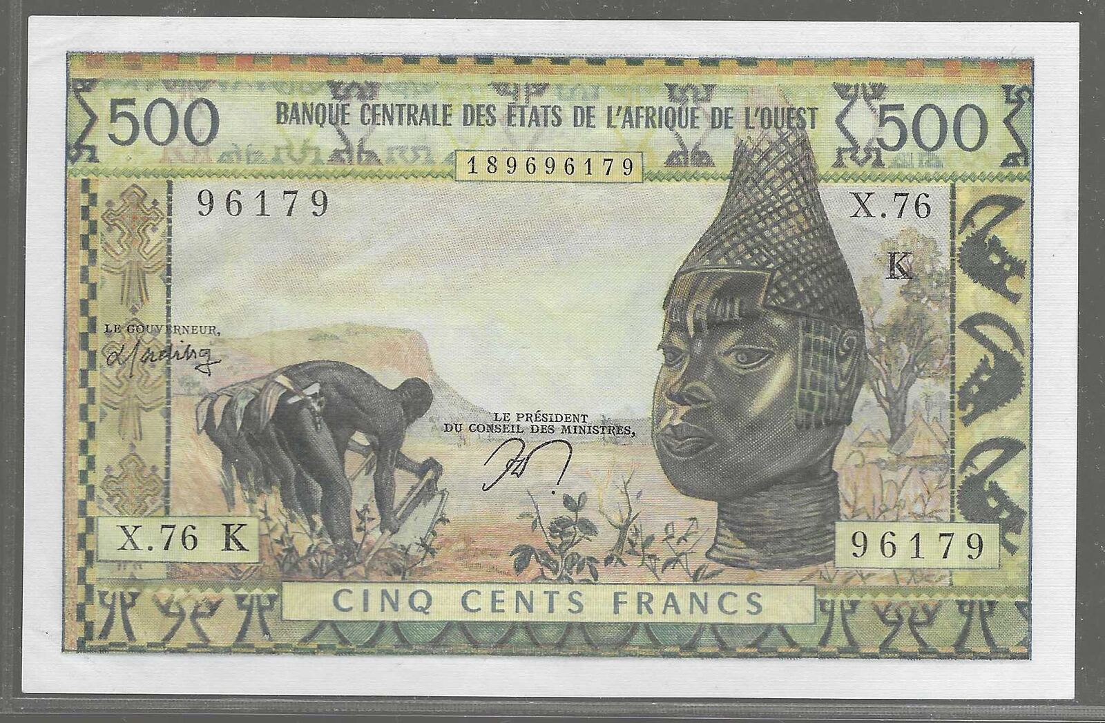BCEAO K= SÉNÉGAL. 500 Francs. (1978) Alphabet: X.76. Gutes vorzüglich ...