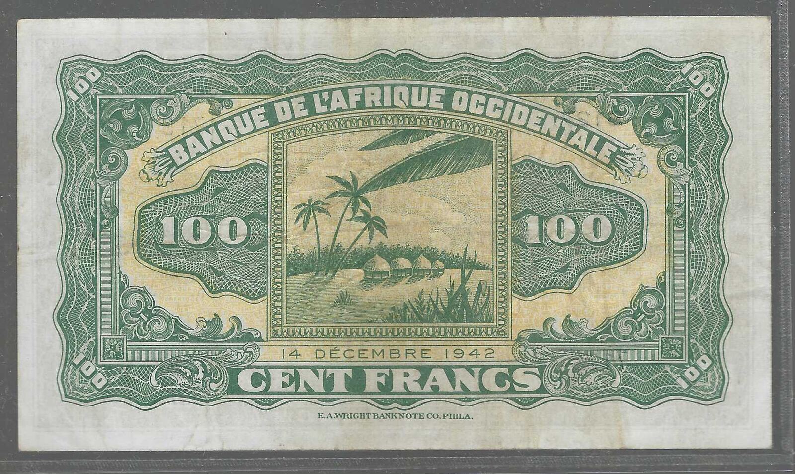 AOF. AFRIQUE OCCIDENTALE FRANÇAISE. 100 Francs. 14/12/1942. Serie: B127 ...