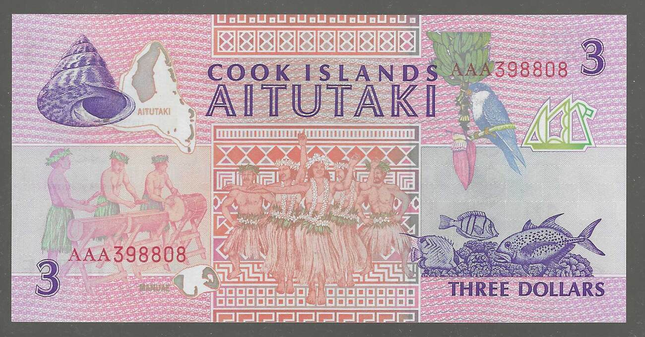 COOK ISLANDS. 3 Dollars. (1992) Serie: AAA. Fast NEU. I-. | MA-Shops