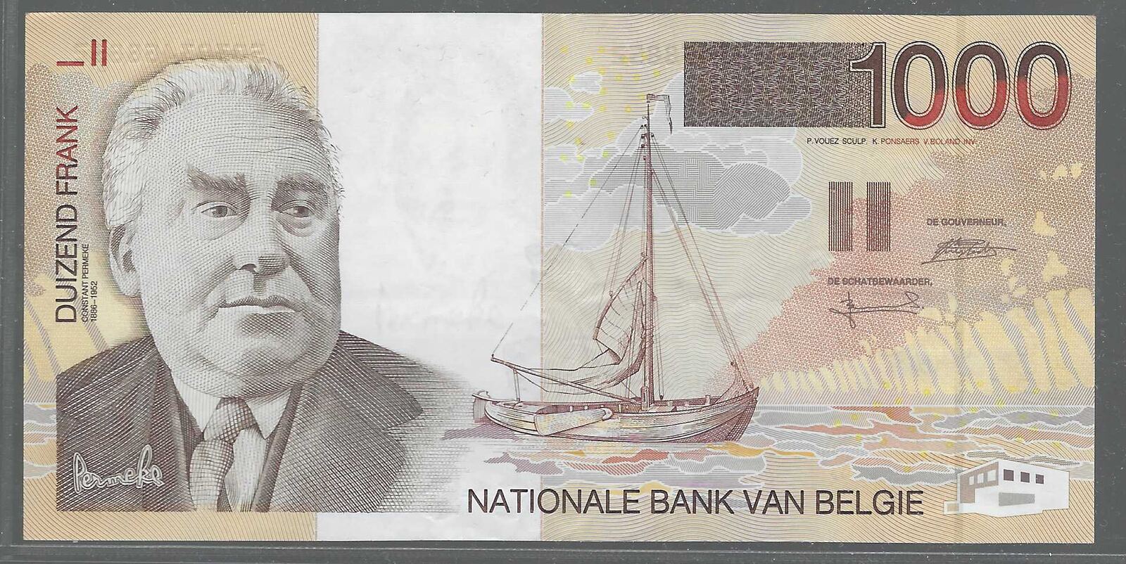 BEIGIË/BELGIEN/BELGIQUE. 1000 FRANCS/FRANK. (1997) CONSTANT PERMEKE ...