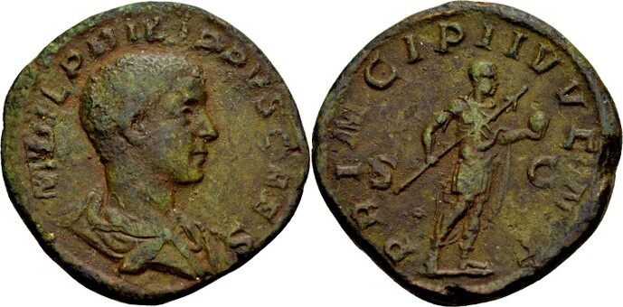 Roman Imperial Sestertius Philippus II. Caesar 244-247, AE Sesterz ...