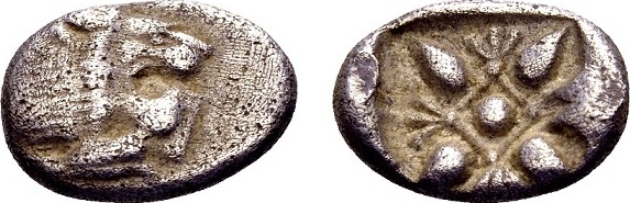 Greek Ionien, Miletos. AR 1/12 Stater (9 mm, 1,05 gram) 6.-5. Jht. v.C ...