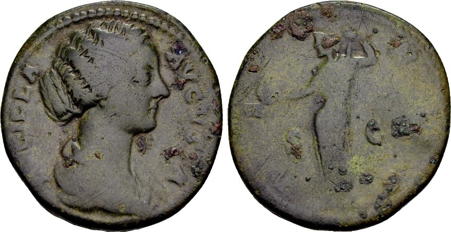 Roman Imperial Lucilla, Frau des Lucius Verus 161-169, AE As (26mm, 11 ...