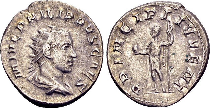 Roman Imperial Philippus II. Caesar 244-247, AR Antoninianus (21mm, 4. ...