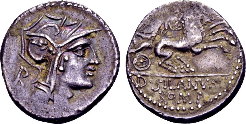 Roman Republic Römische Republik. D. Junius Silanus. AR Denarius (18mm ...