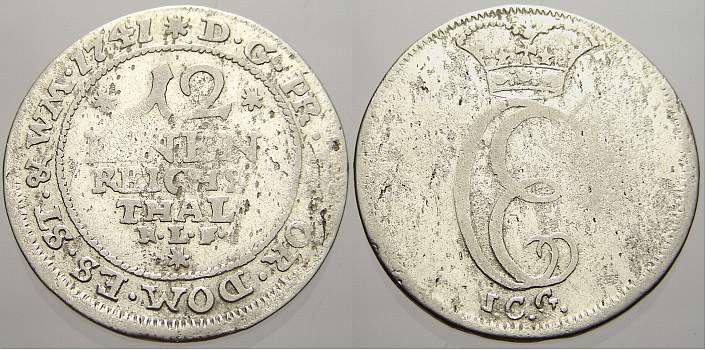 Ostfriesland 1/12 Taler 1741 Karl Edzard 1734-1744. Fast sehr schön ...