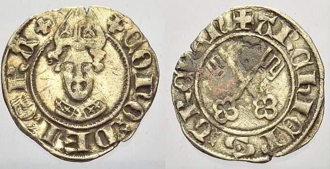 Trier, Erzbistum 1/2 Schilling Kuno II. von Falkenstein 1362-1388. Selten. Sehr schön | MA-Shops