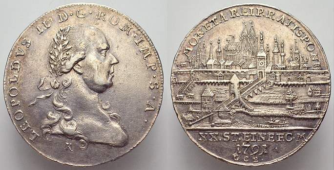 Regensburg, Stadt 1/2 Taler 1791 Fast vorzüglich | MA-Shops