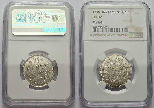 Fulda, Bistum 1/6 Taler 1758 ND Adalbert von Walderdorff 1756-1759 ...